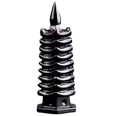 天然黑曜石九层文昌塔宝塔佛塔摆件黑色水晶十三层书房客厅办公桌