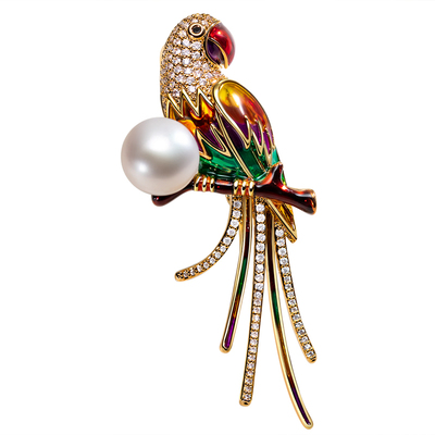 南珠宫喜鹊小鸟胸针高档女别针精致小众轻奢西装胸花C-CJZ044HD-J