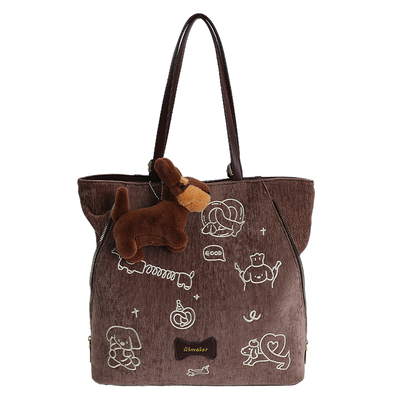 禾果卡通印花大容量单肩托特包