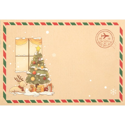 新款圣诞节信纸复古牛皮纸a5学生用圣诞老人雪人麋鹿卡通图案圣诞装饰信笺生日怀旧文艺手写留言情书信纸套装