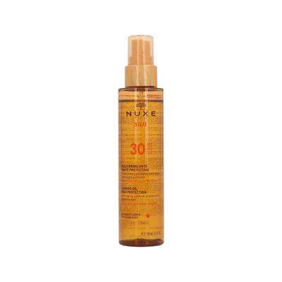欧洲直邮Nuxe古铜色卓防晒面部身体防晒油150ml防紫外线spf30正品