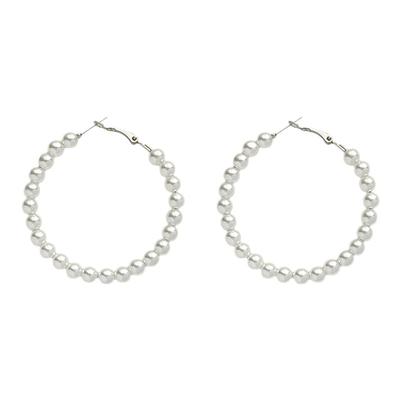 百搭气质女珍珠圆圈耳圈高级感