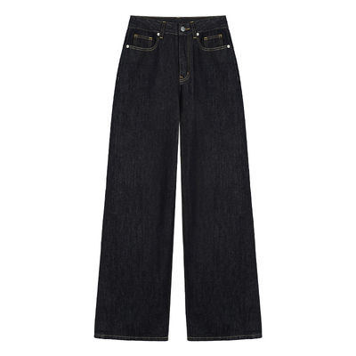 复古宽松垂感阔腿牛仔裤