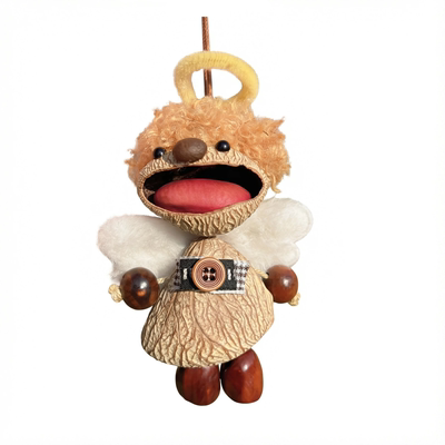 成品 果壳摇铃挂件包包挂饰治愈系大嘴熊手摇铃铛风铃娃娃车挂件