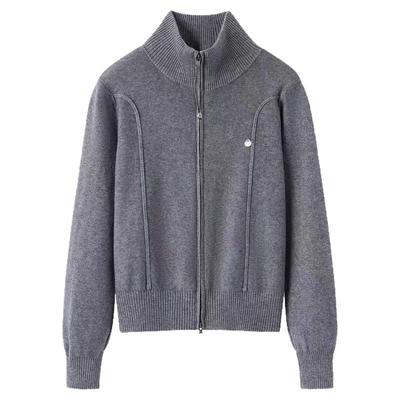 老钱风立领拉链针织开衫女秋冬季2025新款气质百搭休闲短毛衣外套