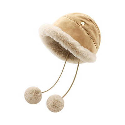 【所有女生的衣橱直播间】ELLE毛绒盆帽女冬加绒护耳针织套头帽子