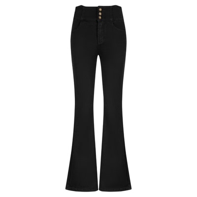 LULUALWAYS黑色微喇牛仔裤