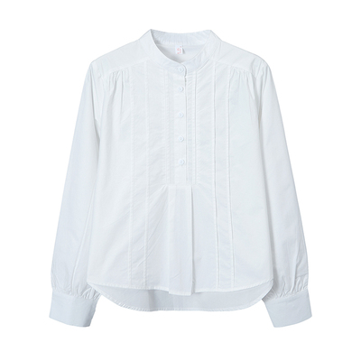白色设计感长袖衬衫上衣