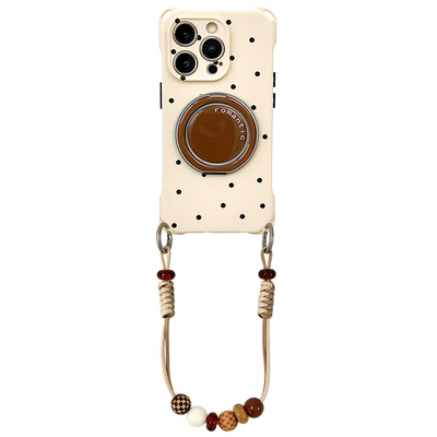 棕底英文旋转支架手机壳背带斜挎适用于苹果16promax手提斜挎可背苹果17p防摔VIVOX200软硅胶壳华为mate70pro