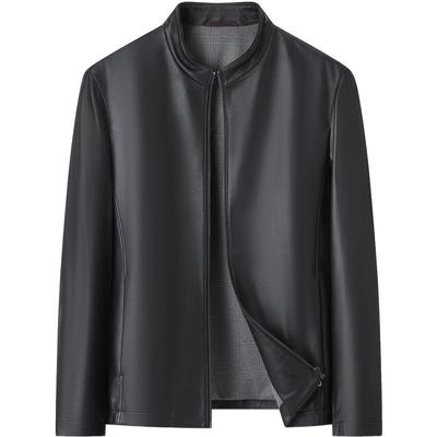 【发布会款&真羊皮】圣得西2025新款男士皮衣外套立领黑色皮夹克