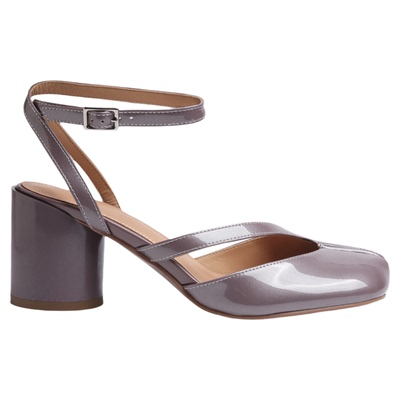 粗跟凉鞋女高跟猪蹄tabi分趾紫色