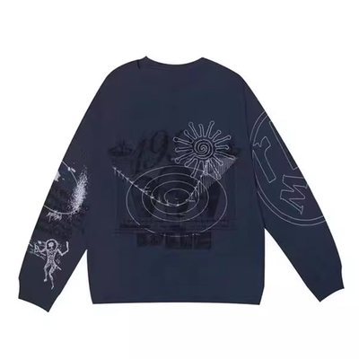 RHIME23SS水洗蓝T做旧长袖T恤