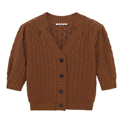 WMWM复古运动感泡泡袖针织开衫