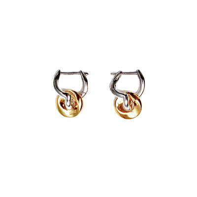 银镀白金穿镀金吊环耳环