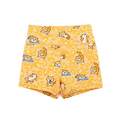 豹纹猫猫提臀束腰运动骑行花短裤