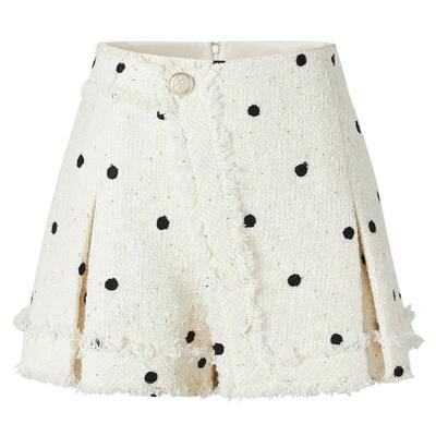 MOISSAC摩萨克秋棉珠片小香风粗花呢贵气半身短裙女