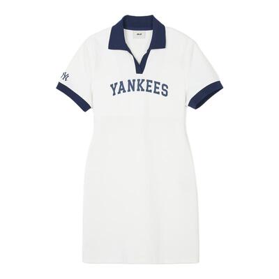 MLB官方 女款学院风运动POLO领连衣裙24夏季新款OPV01