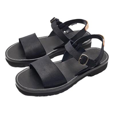 SHOESILO GATTO布雷克真皮凉鞋黑色英国CFS牛皮绒面