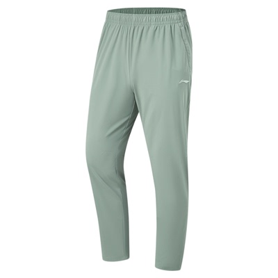 李宁卫裤夏季男跑训系列舒适透气简约常规针织运动裤AKYU413-B品