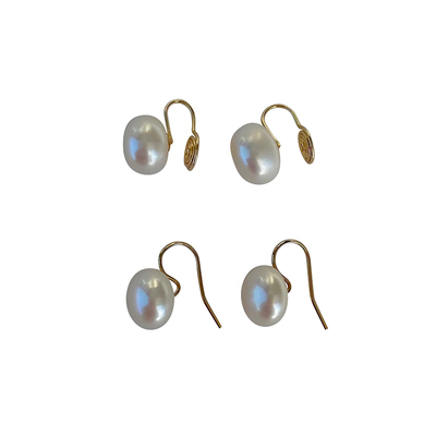 TYUSHA大直径珍珠耳环优雅复古