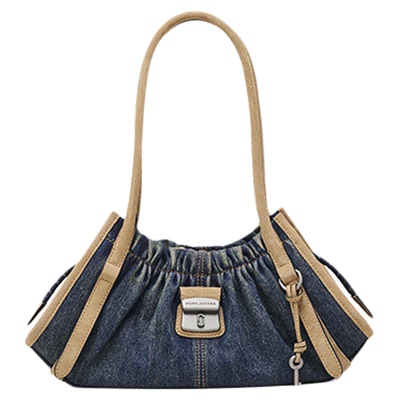 【季末折扣】MARC JACOBS/莫杰 CRISTINA 中号皮质织物褶皱肩背包