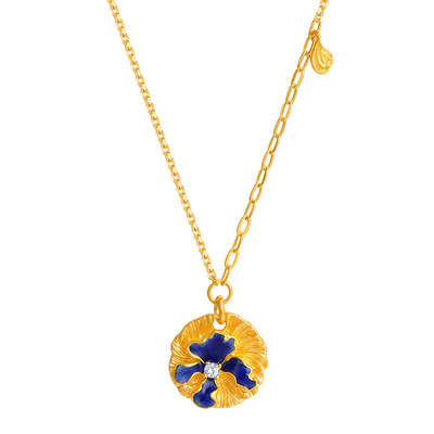 【商场同款】莱绅通灵 ART系列鸢尾999足金黄金钻石项链