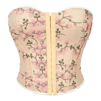 杏色印花瓣女士抹胸上衣