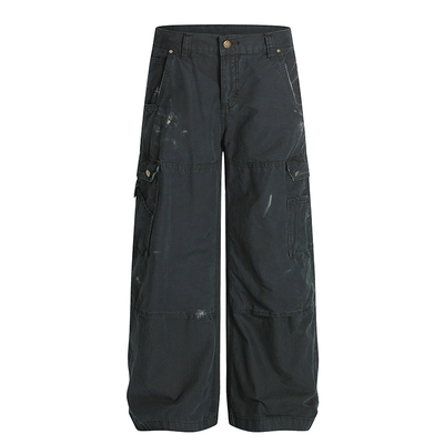 【F383】重工泼墨多口袋工装裤