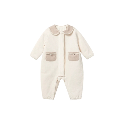 【商场同款】英氏婴儿夹棉连体衣秋冬灯芯绒婴儿衣服女童爬服新款