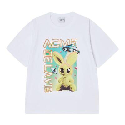 ADLV 2025春夏新款T恤韩国潮牌外星兔子休闲印花圆领纯棉短袖T恤