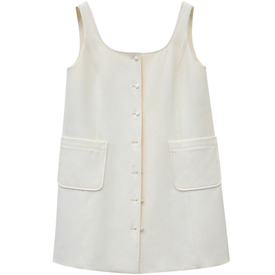 333sss 小洋装～法式气质名媛小香风背心裙无袖方领连衣裙短裙夏