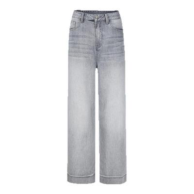 GCRUES灰色松弛感阔腿牛仔裤女秋