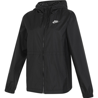 NIKE耐克女子黑色运动休闲宽松连帽夹克外套DM6180-010