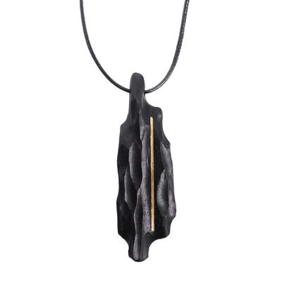 曲尾花肌理狂野可调长度黑色吊坠