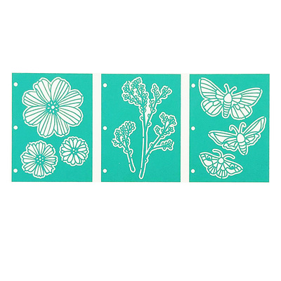 手抄报涂鸦创意出口跨境热卖stencil遮蔽模版3片花瓣蝴蝶手账diy