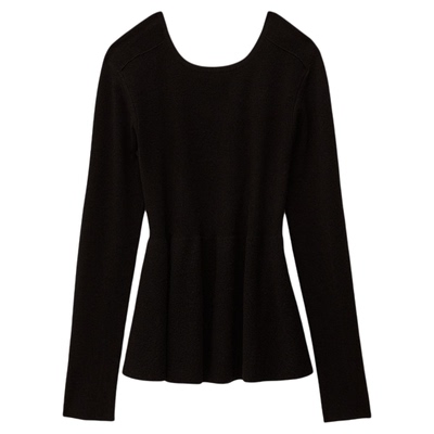 bash冬季法式纯色露背针织衫长袖打底上衣内搭1H25BONN