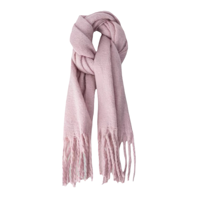 韩系嫩粉色流苏围巾秋冬保暖加厚