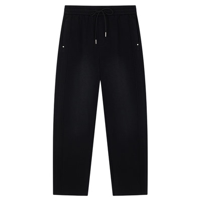 USHI悠时 简约时尚舒适松紧腰分割线休闲针织裤潮流弯刀裤男装