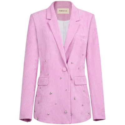 PORTSPURE女装经典尤莱特时尚钻饰灯芯绒西装外套RT7J035UWQ023