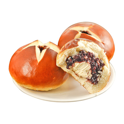 手作紫米奶酪碱水球夹心全麦面包