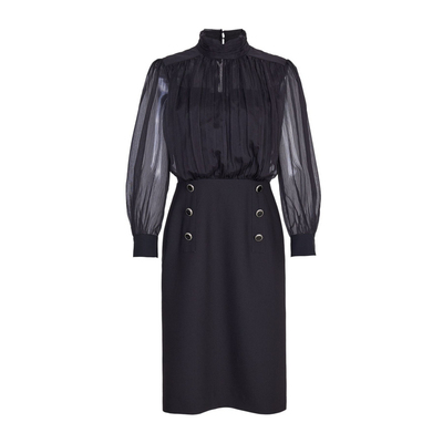 婉甸黑色长袖连衣裙通勤风1241N06DY1