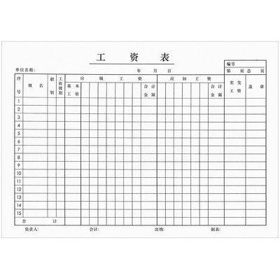 明细表工资发放记录本