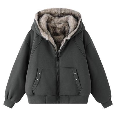 一种错觉宽松连帽羽绒服外套