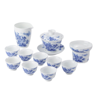 景德镇官方陶瓷釉中青花茶具套装