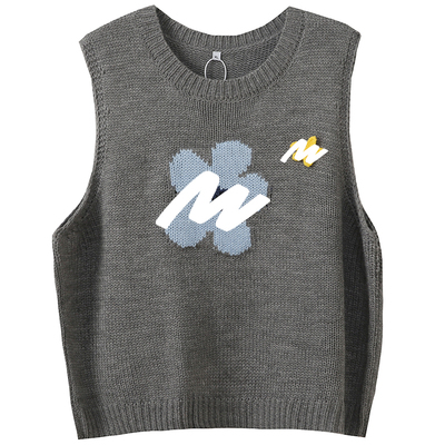 小个子弹力显瘦立体花针织背心