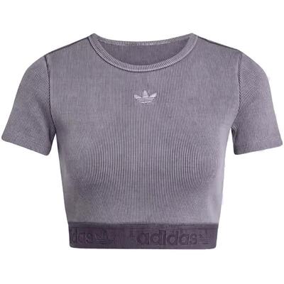 滔搏adidas阿迪达斯三叶草女子露脐运动复古修身短袖T恤JW3573