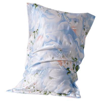 真丝软缎宽边枕套植物印染