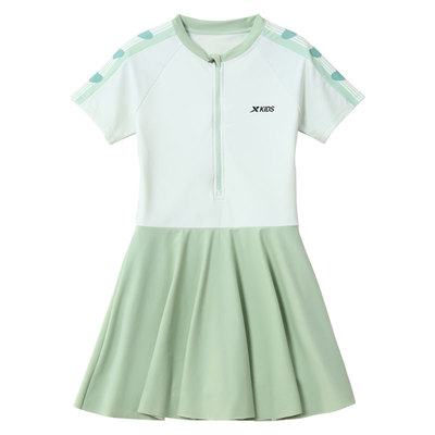 特步儿童泳衣女童连体裙式泳衣2025新款女孩子中大童泡温泉游泳装