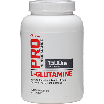 现货美国GNC L-Glutamine谷氨酰胺1500mg180粒胶囊肌肉和肠道功能