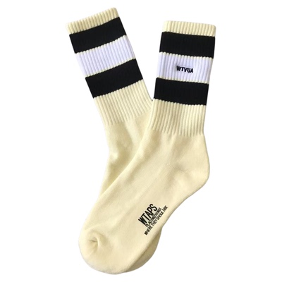 WTAPS西山彻刺绣字母条纹中筒袜